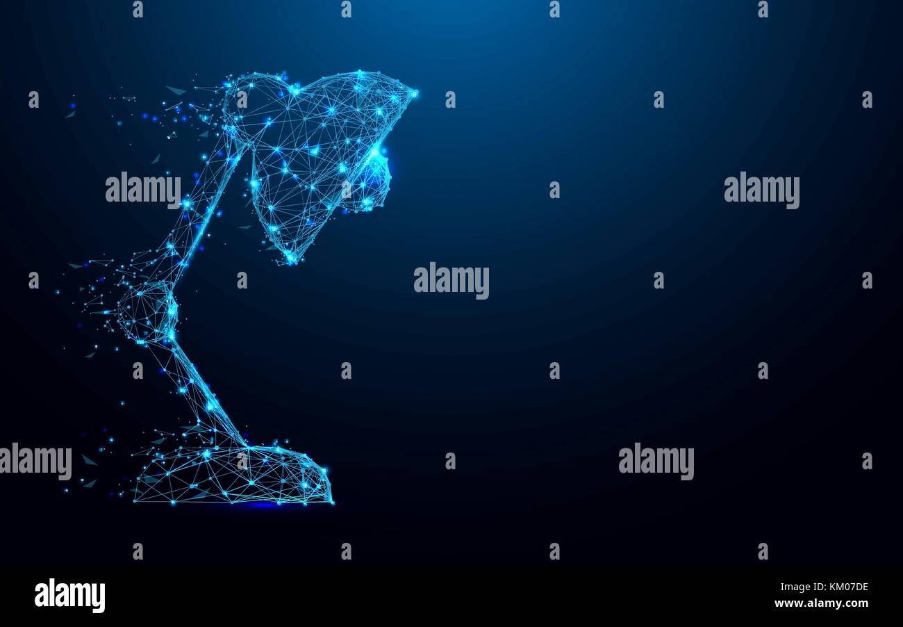 Abstract Table Lamp from lines and triangles, point connecting network ...