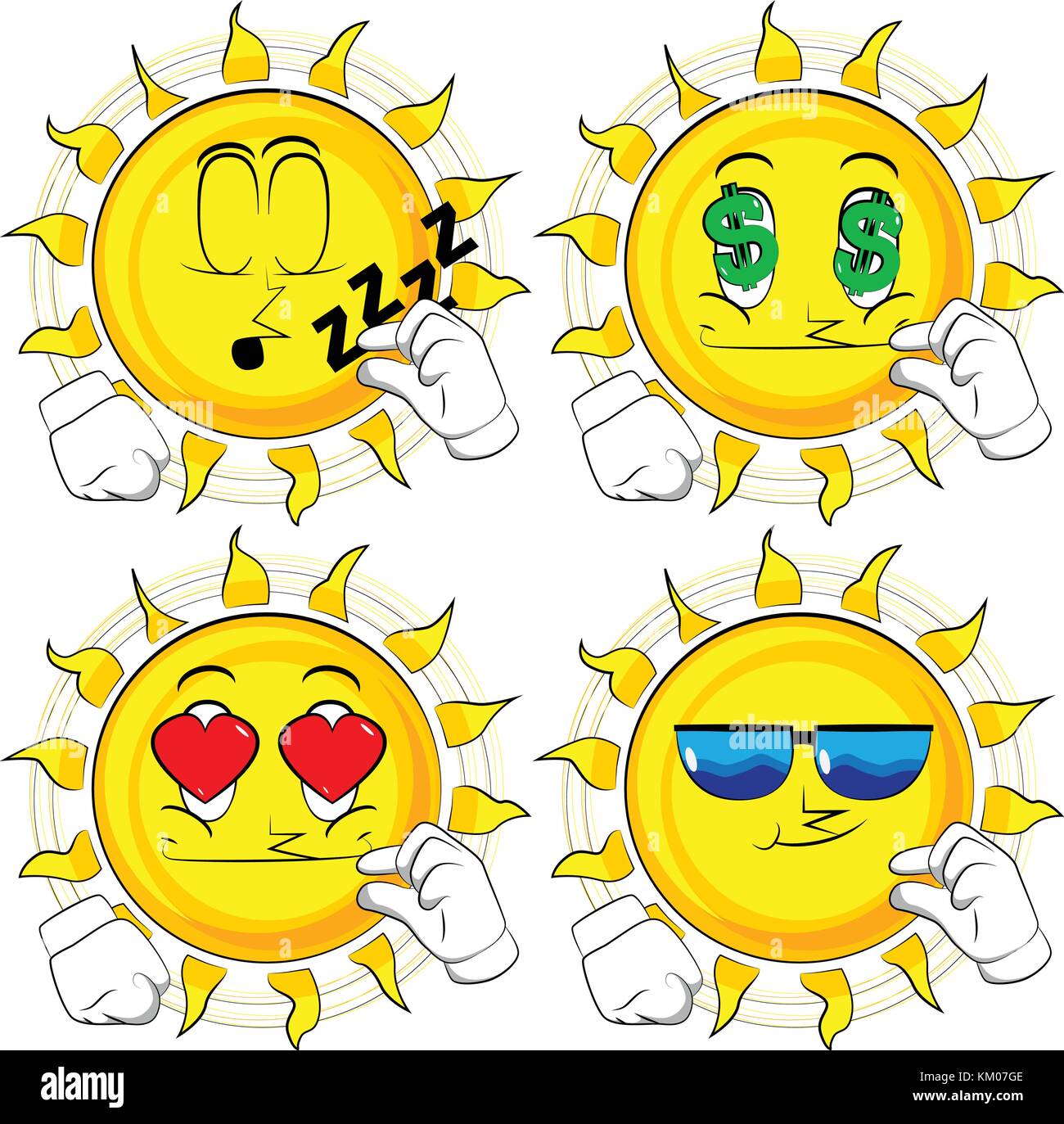 Cartoon sun gesturing a small amount with hand. Collection with various ...