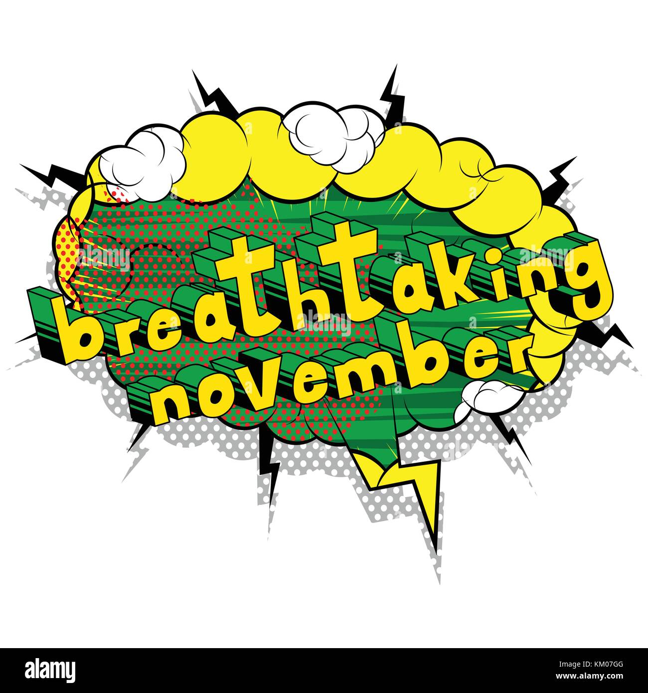 Breathtaking November - Comic book style word on abstract background ...
