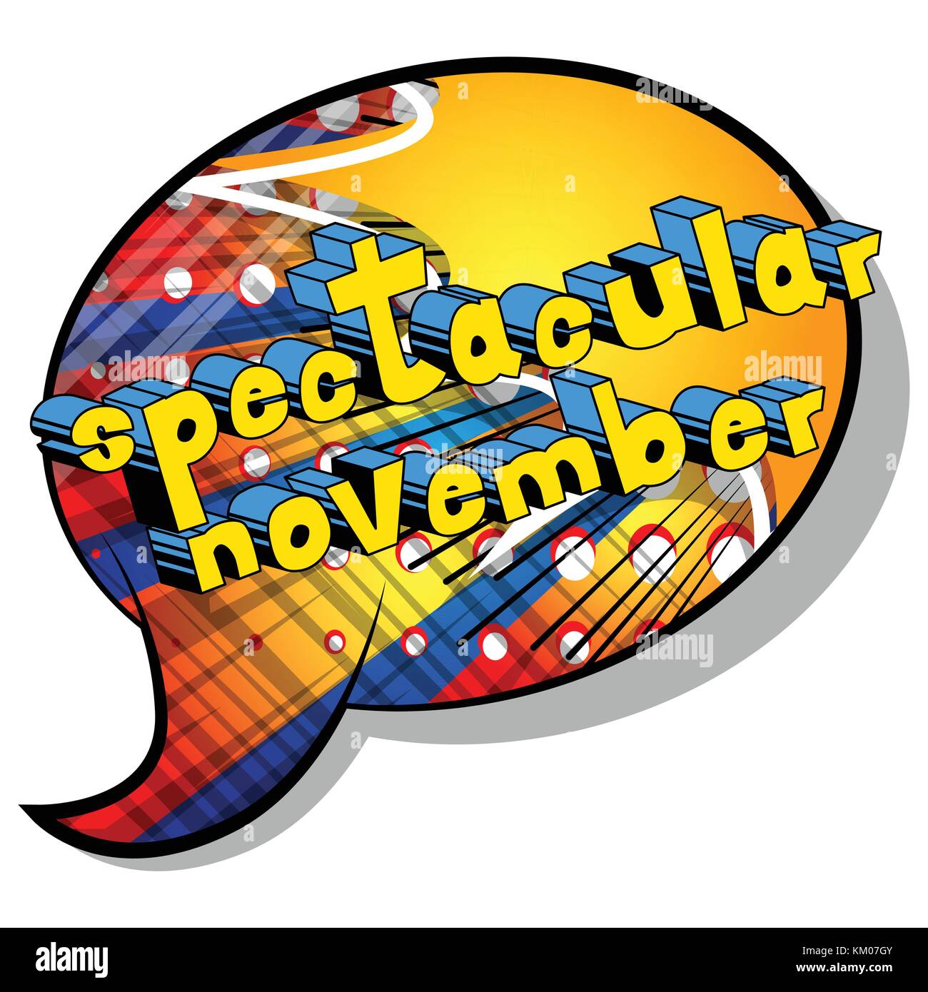 Spectacular November - Comic book style word on abstract background ...