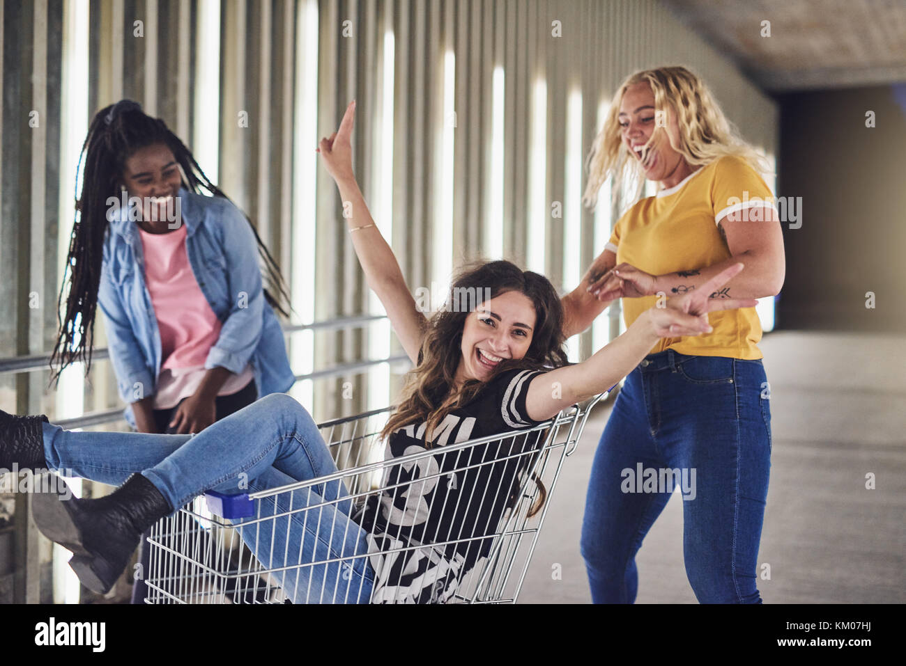 Woman women female cart trolley hi-res stock photography and images - Alamy