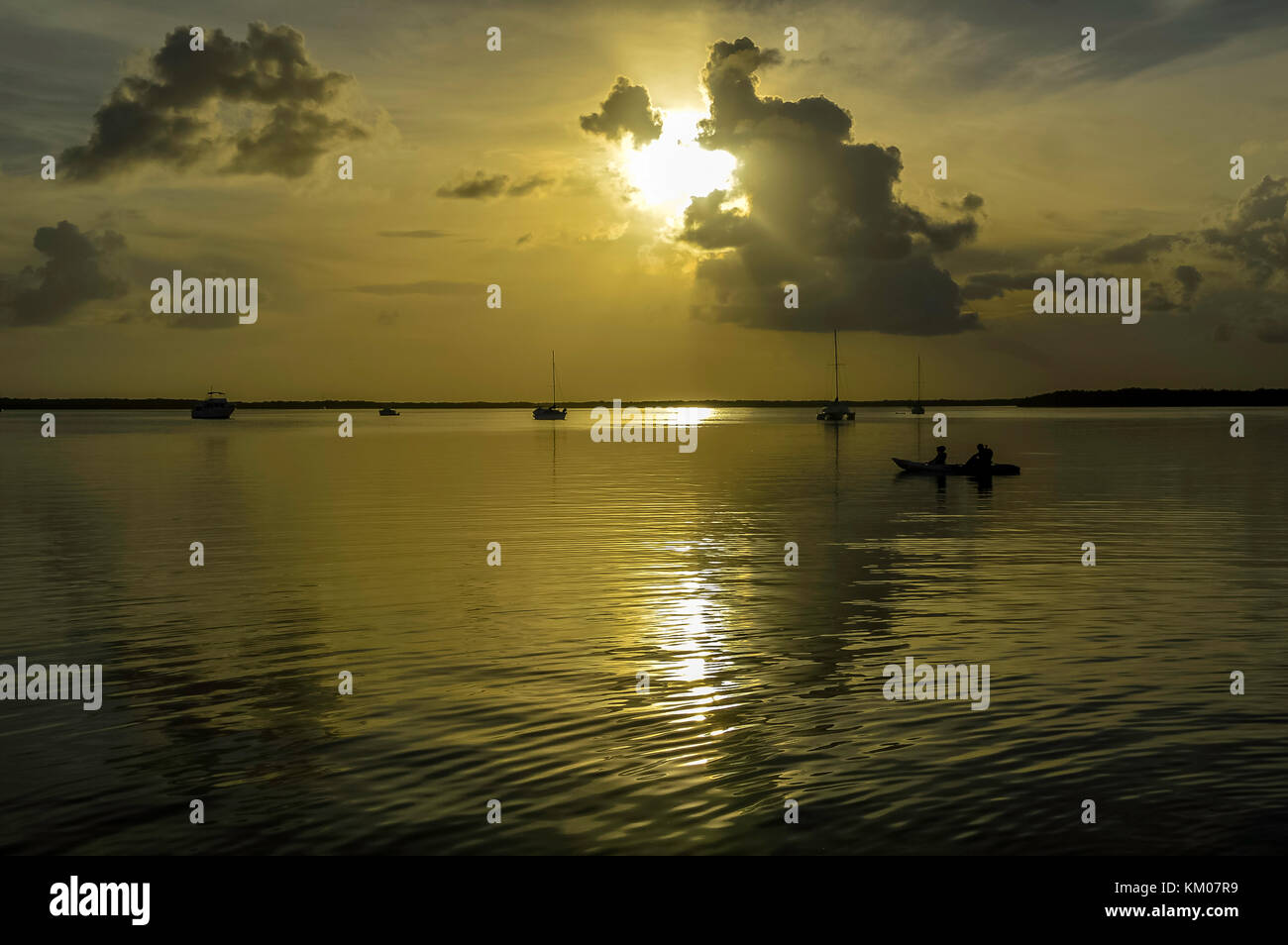 KeyWest sunset Sunset at Key West Florida USA with boat and floating ...