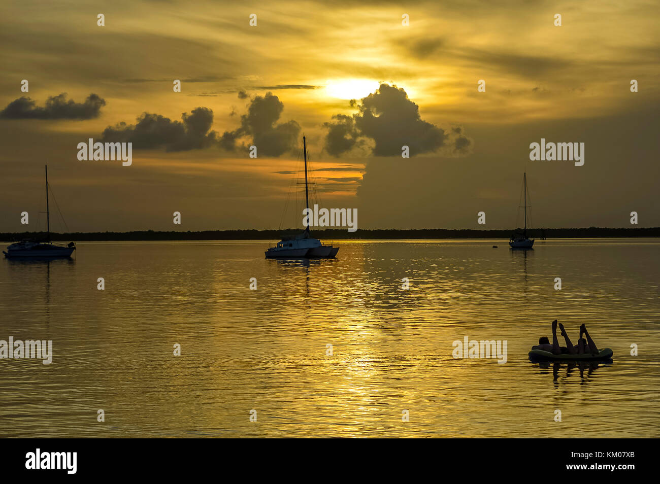 KeyWest sunset Sunset at Key West Florida USA with boat and floating ...