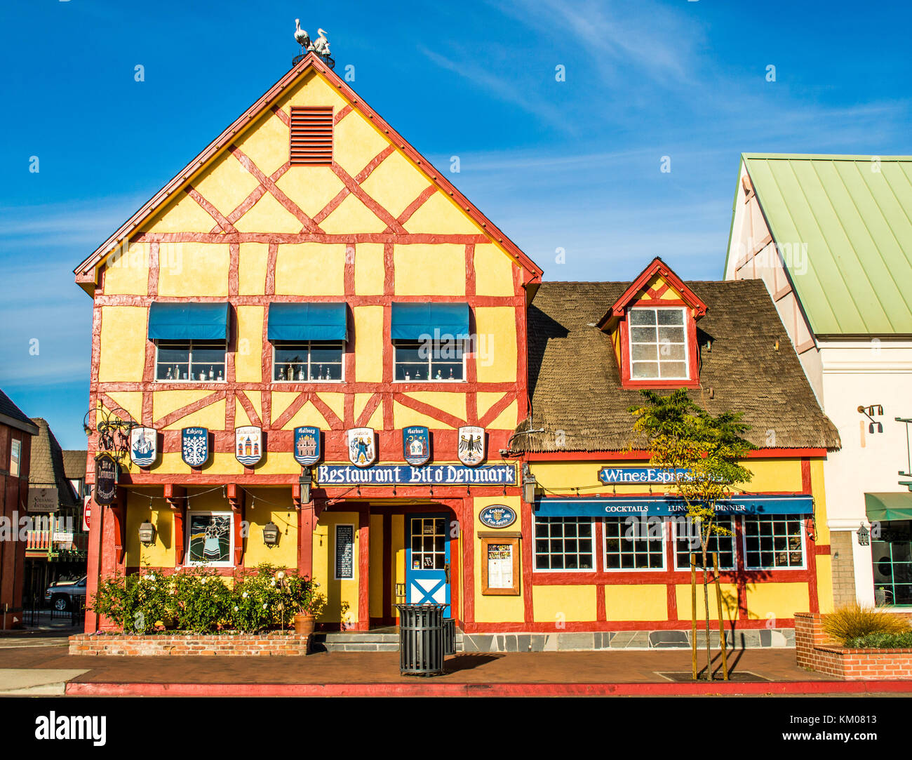 restaurant in a colorful Danish style building in Solvang, California ...