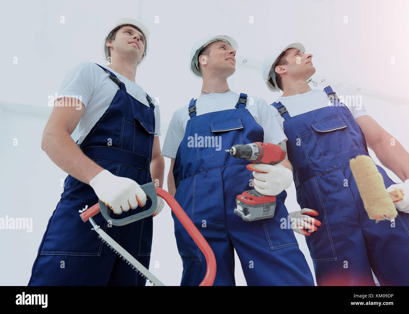 Group of professional industrial workers. Isolated over white ...