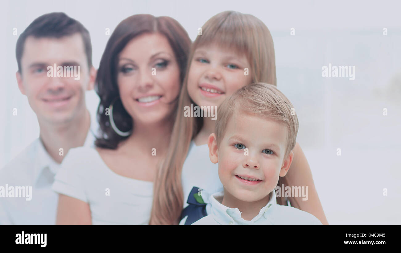 Beautiful happy family - isolated over a white background Stock Photo ...