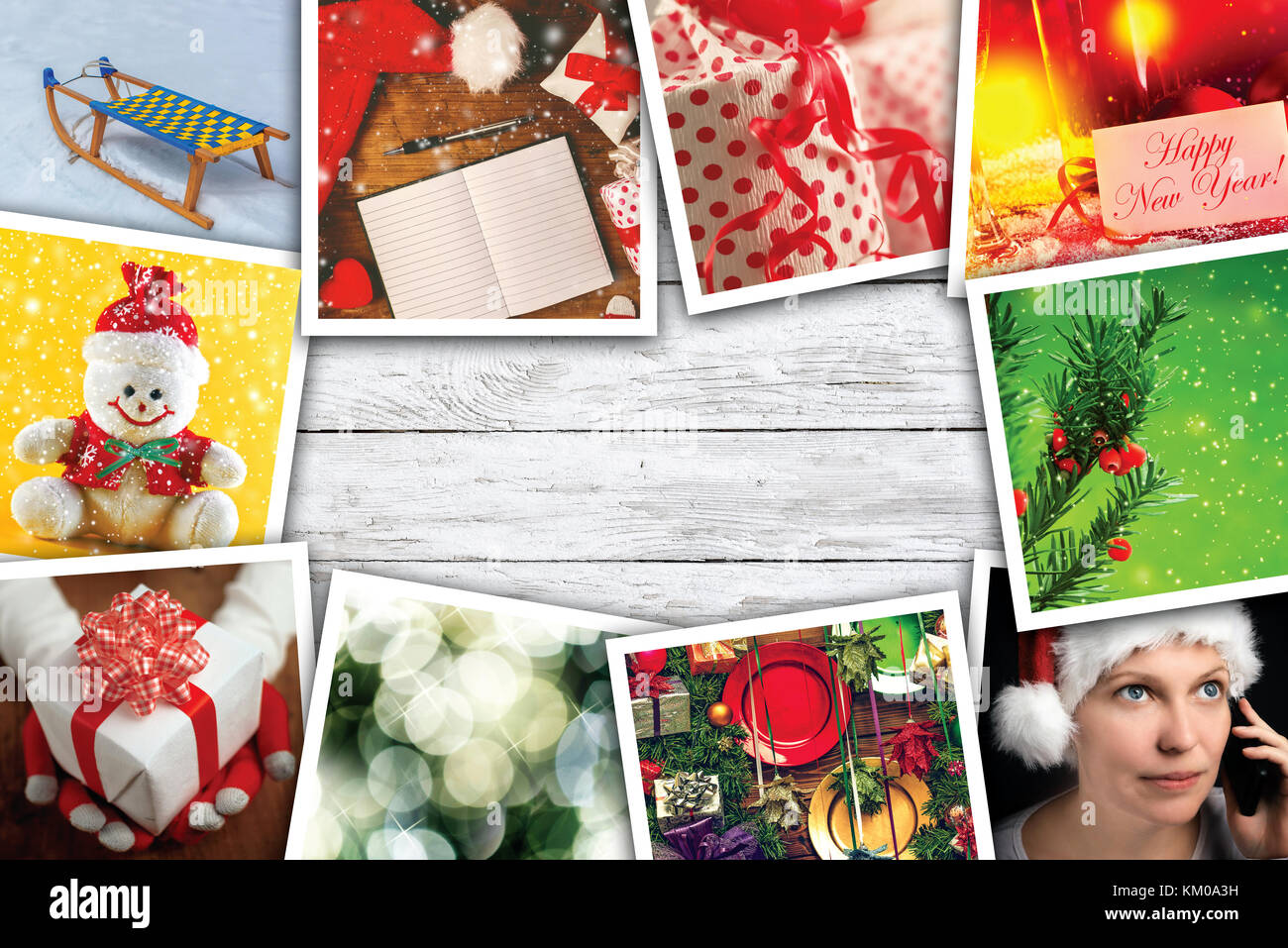 Christmas and New Year holidays collage with copy space Stock Photo - Alamy