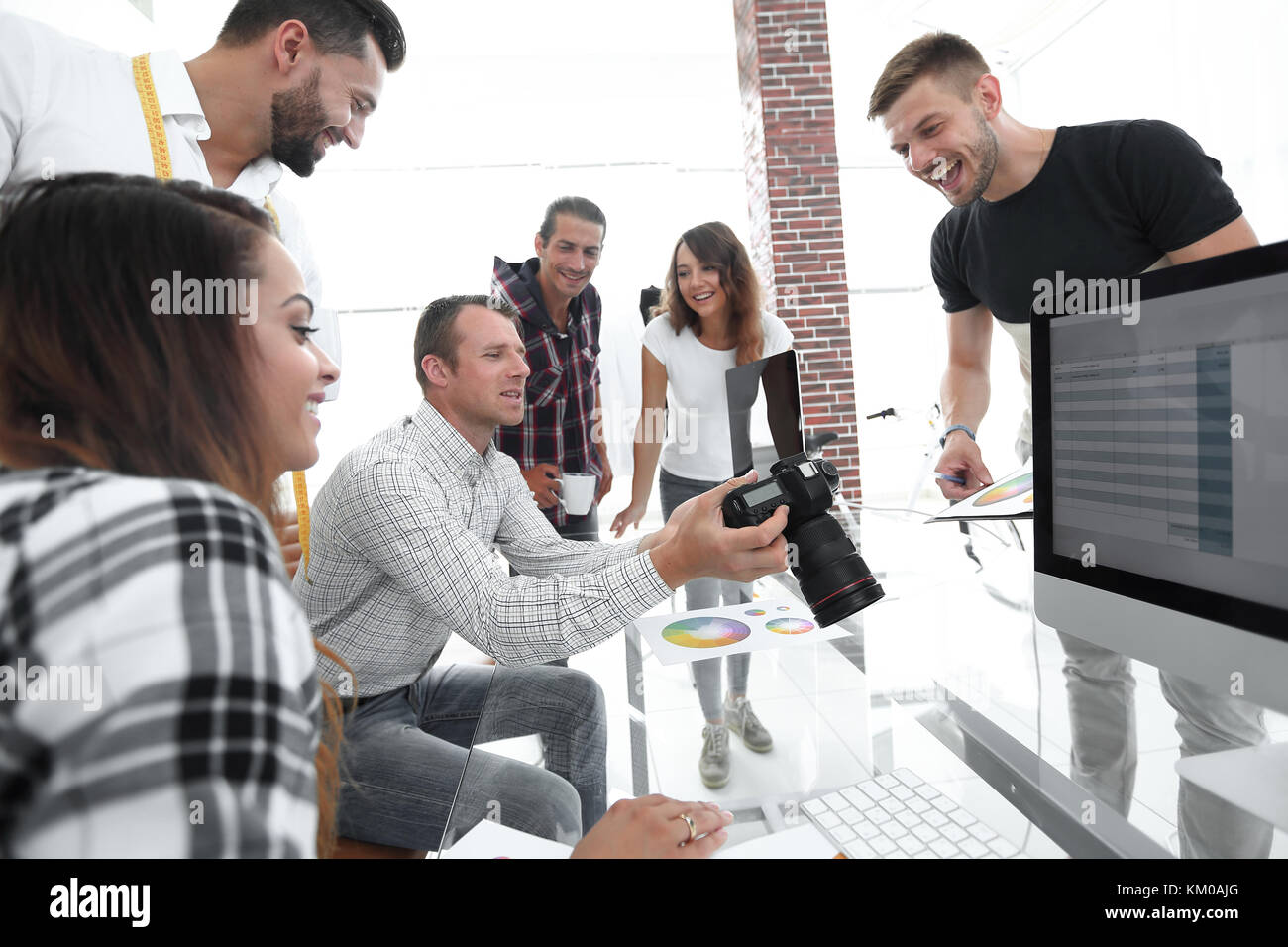 Graphic designer at work. Color swatch samples Stock Photo - Alamy
