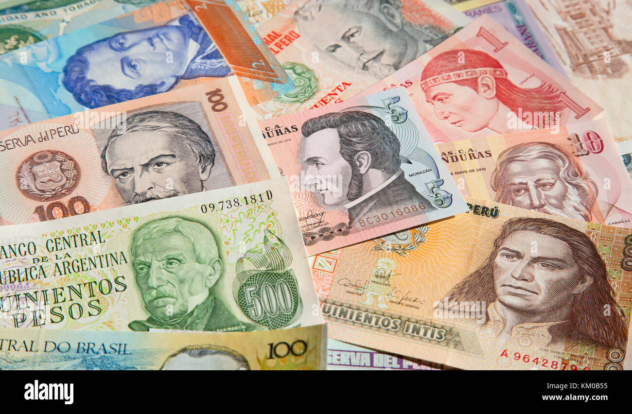 Variety of South American banknotes Stock Photo - Alamy