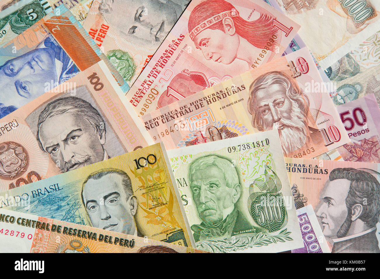 Variety of South American banknotes Stock Photo - Alamy