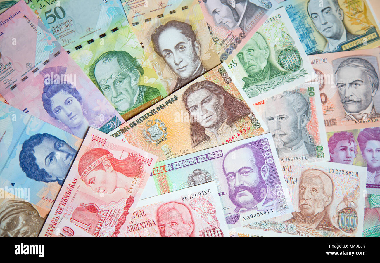 Variety of South American banknotes Stock Photo - Alamy
