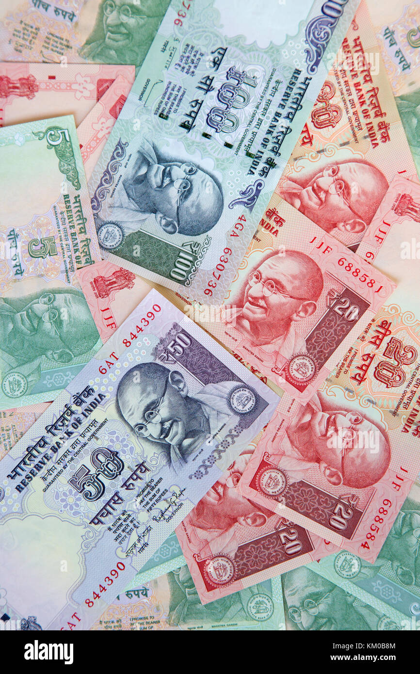 Collection of the Indian banknotes Stock Photo - Alamy