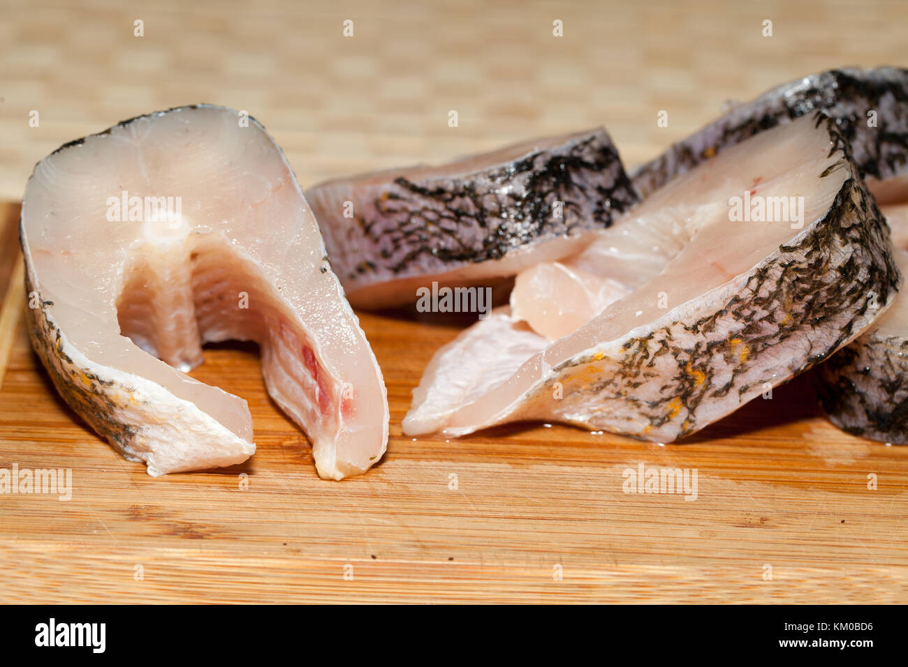 Piece of fresh raw fish. The healthy diet Stock Photo - Alamy