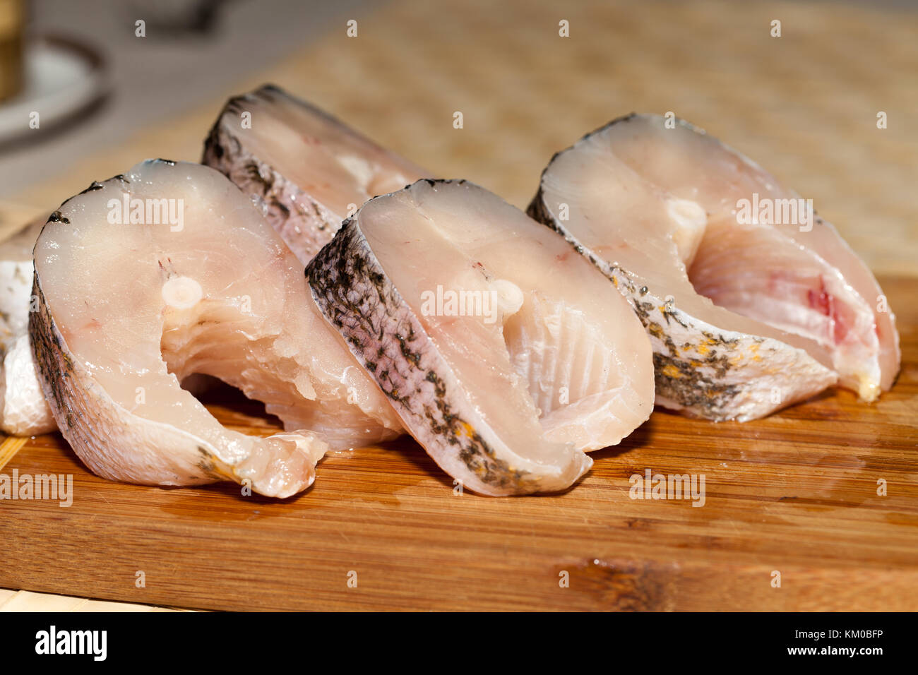 Piece of fresh raw fish. The healthy diet Stock Photo - Alamy