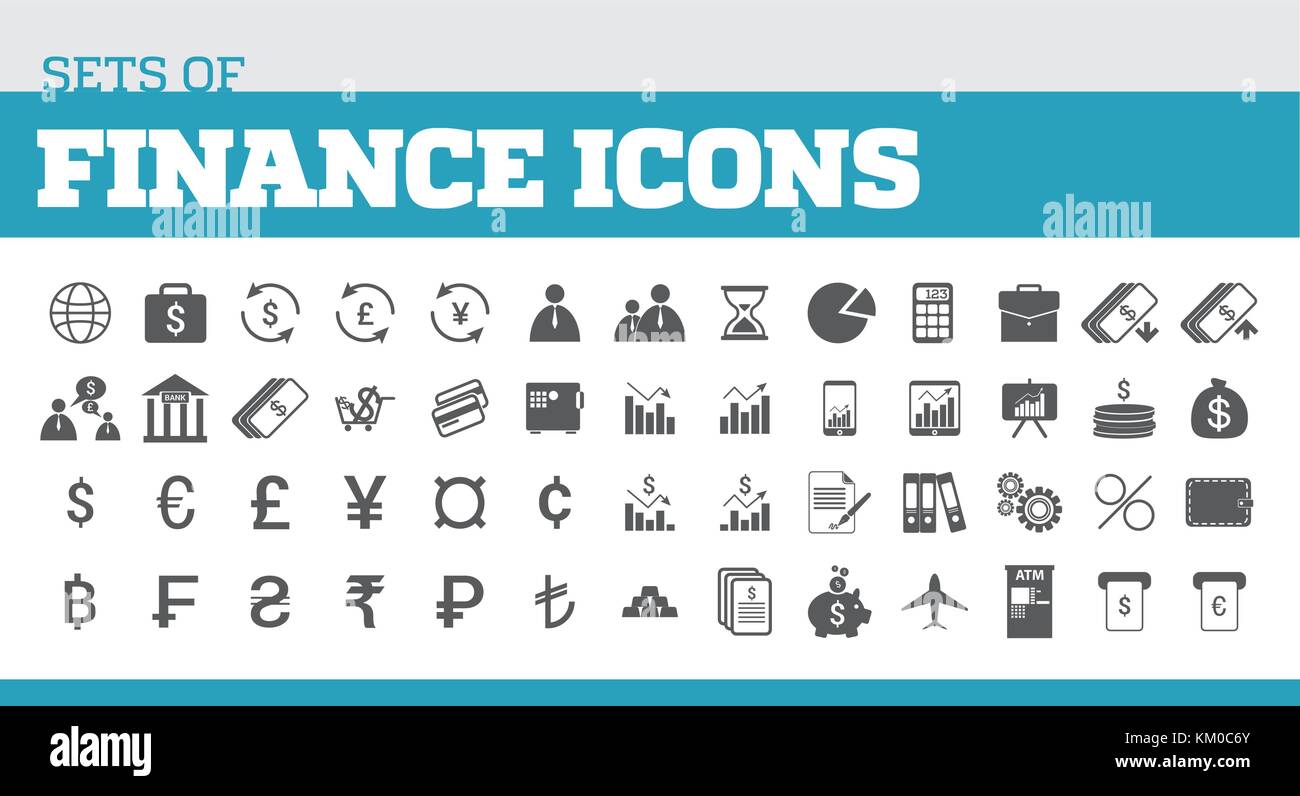 Illustration of icons for finance and finance metaphors. Universal ...