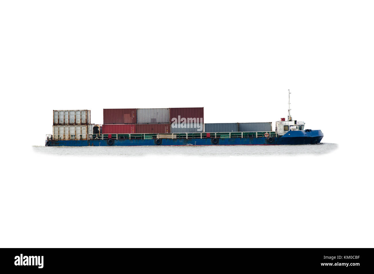 Container ship on white background Stock Photo - Alamy
