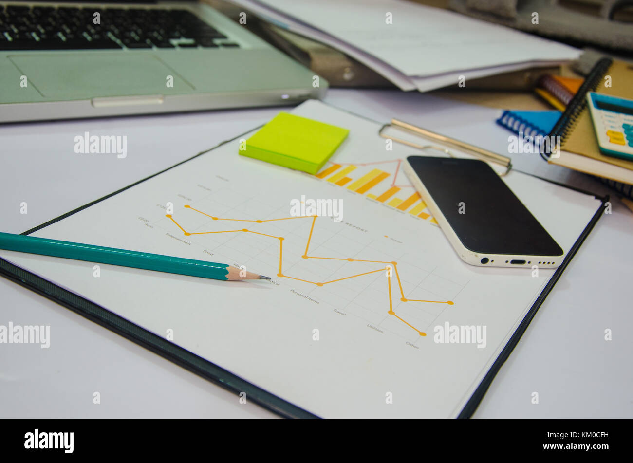 Graphs, charts, business table. The workplace of business Stock Photo ...