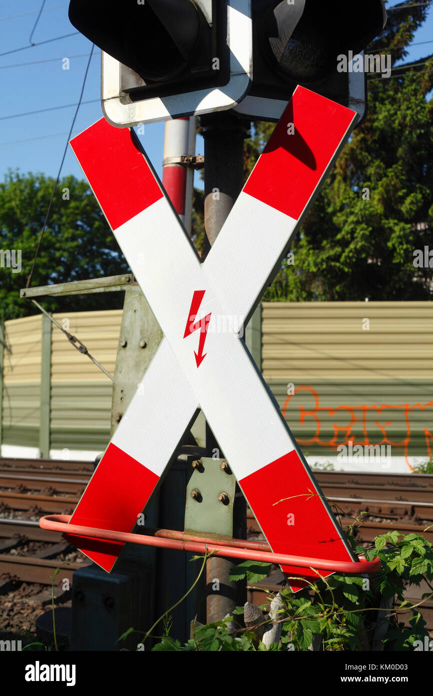 Sign Railroad Crossing, Germany, Europe Stock Photo - Alamy