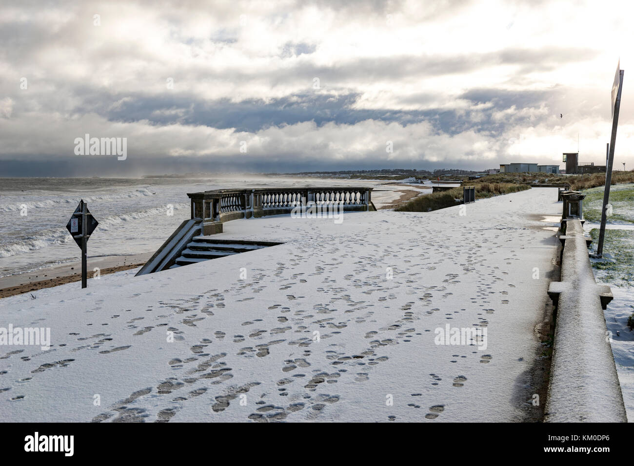 Snow on the Beach, Blyth, Northumberland Stock Photo - Alamy