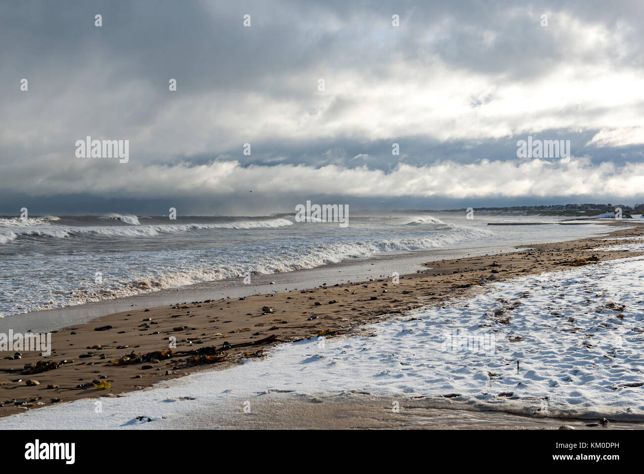 Snow on the Beach, Blyth, Northumberland Stock Photo - Alamy