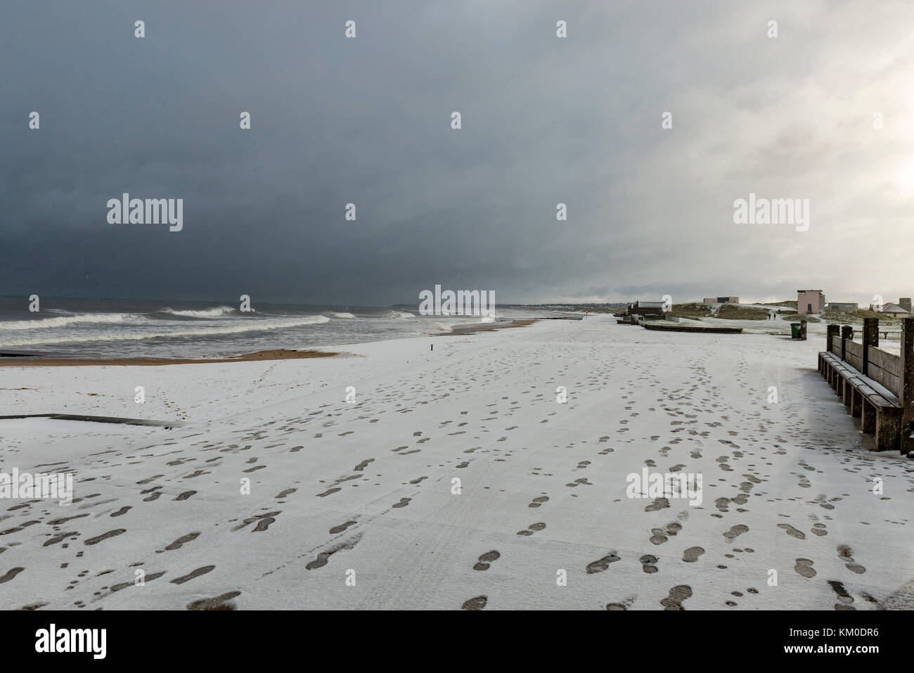 Snow on the Beach, Blyth, Northumberland Stock Photo - Alamy