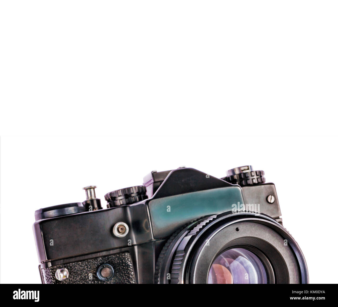 Authentic antique photo camera isolated on white background. Soft HDR ...