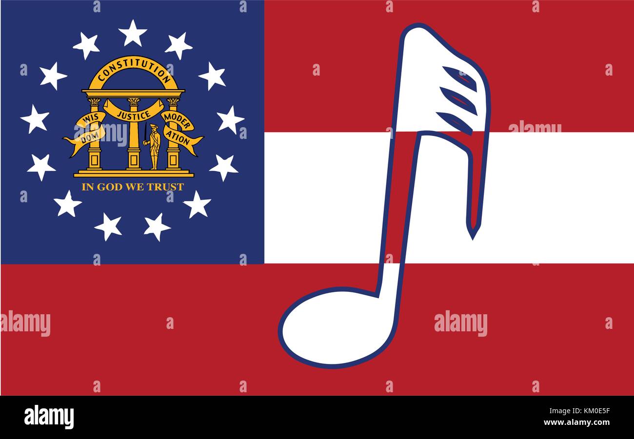The red and white stripes flag of the United State Georgia with musical ...