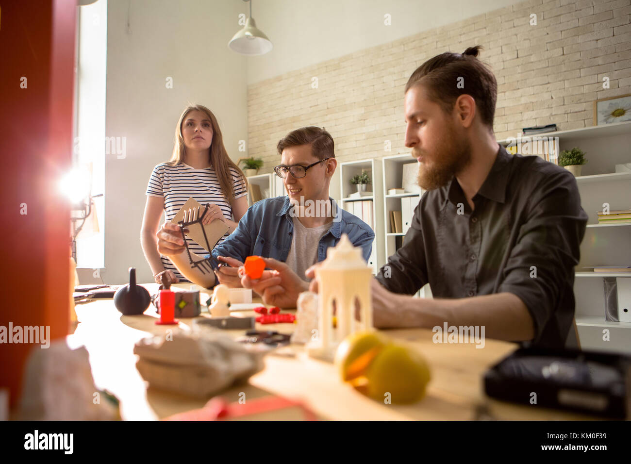 Group of Design Students Using 3D Printer Stock Photo - Alamy