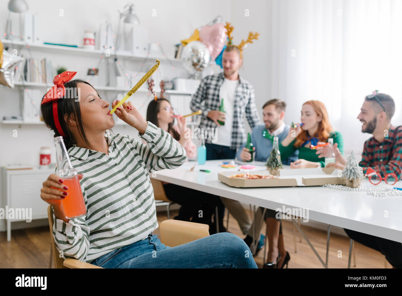 Employees partying at the office Stock Photo - Alamy