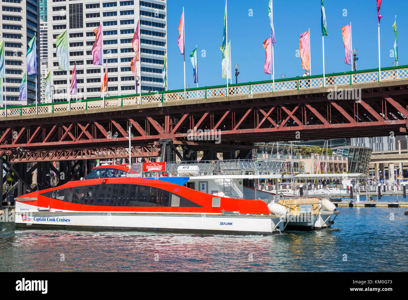 Captain Cook cruises boat in Darling Harbour in Sydney city centre ...