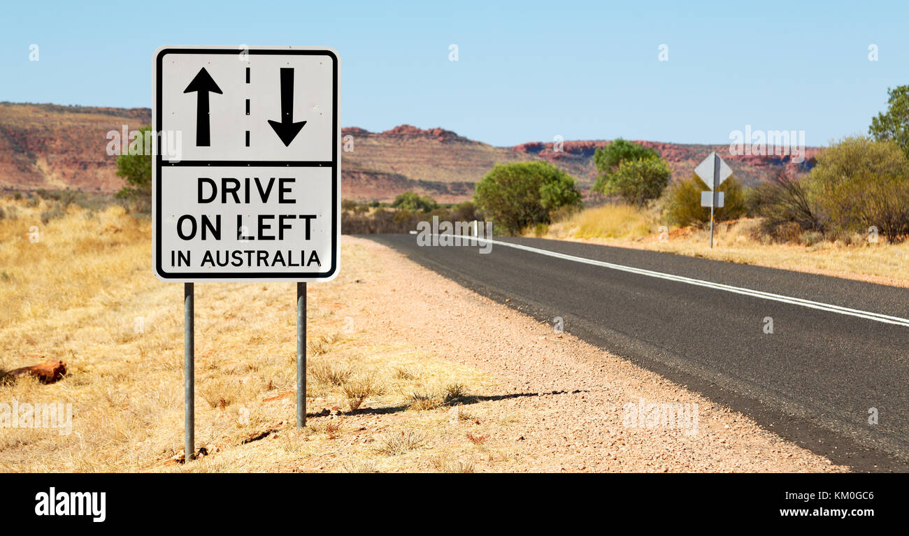 in australia the sign of drive on left like concept of safety Stock ...