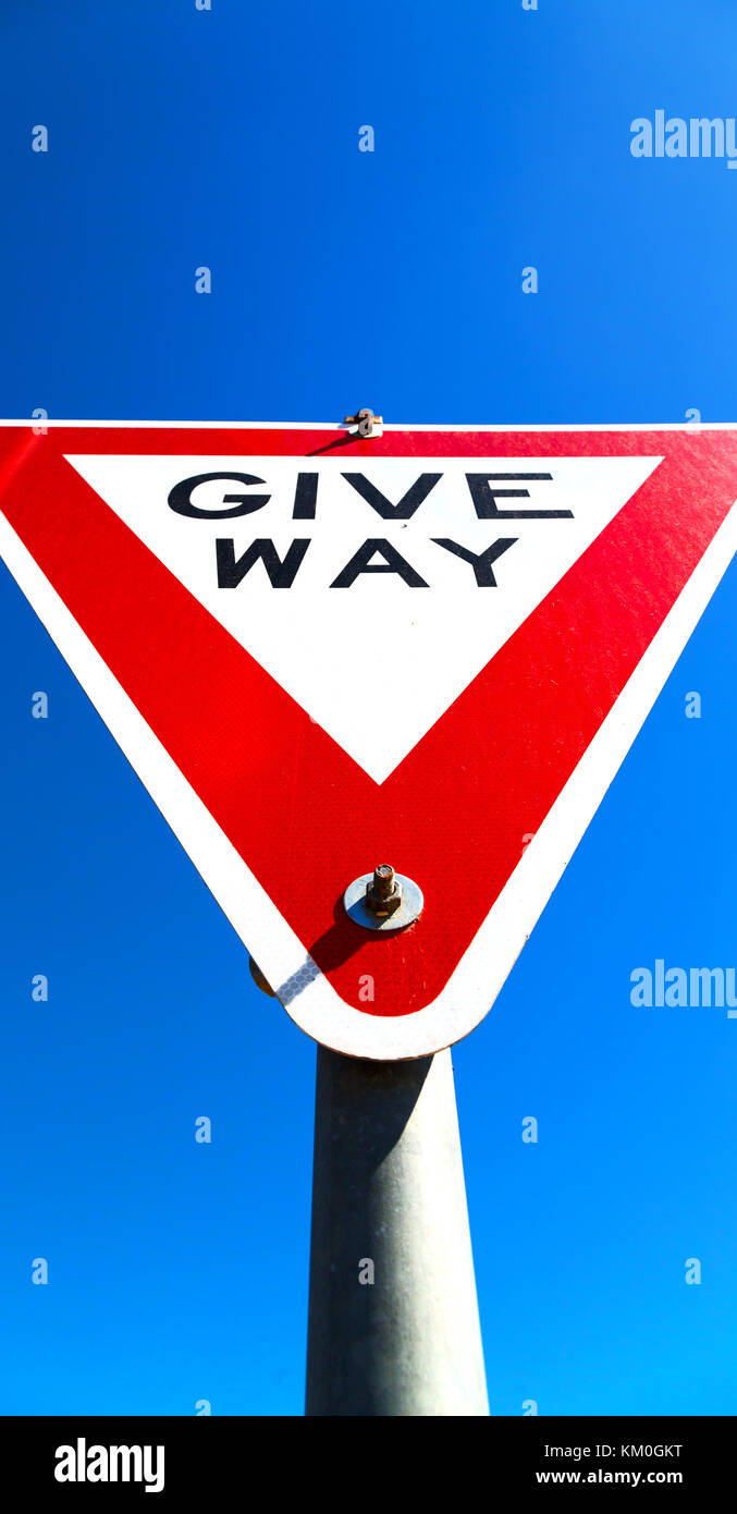 in australia the road street signal of give way Stock Photo - Alamy