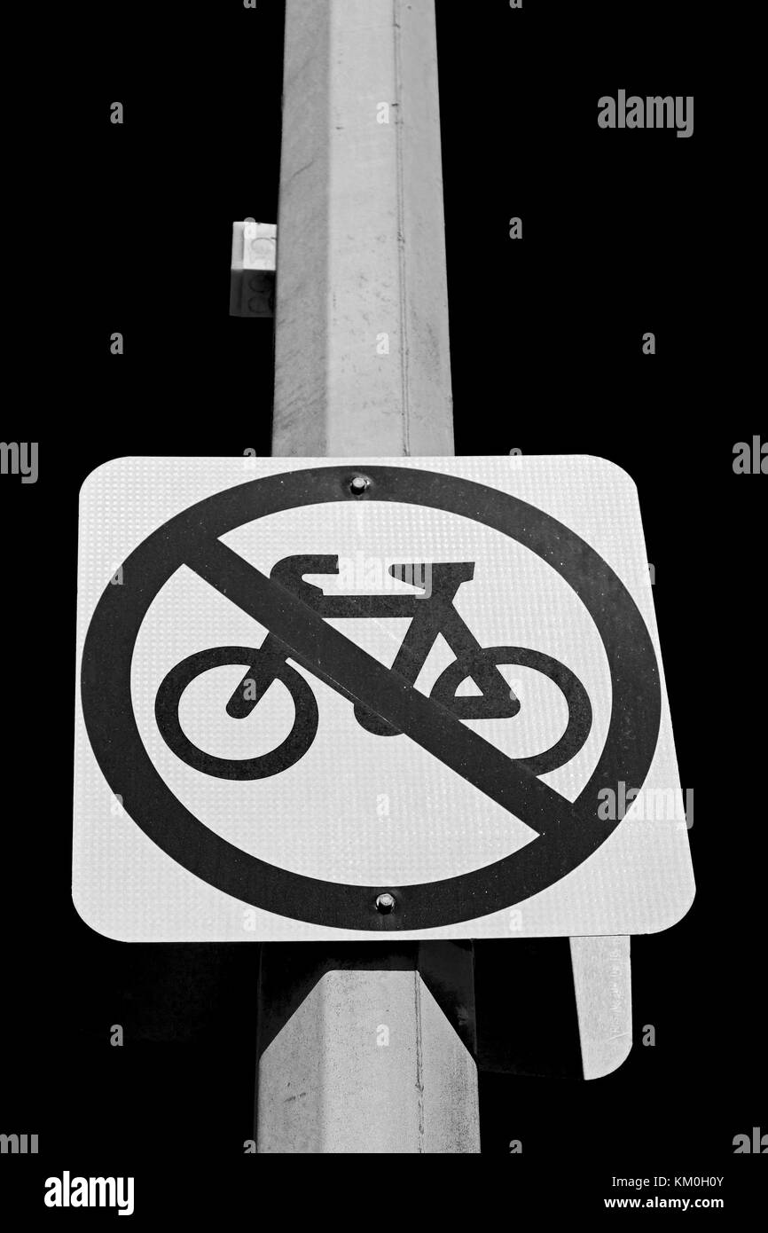 in australia the sign of no bike in the clear sky Stock Photo - Alamy