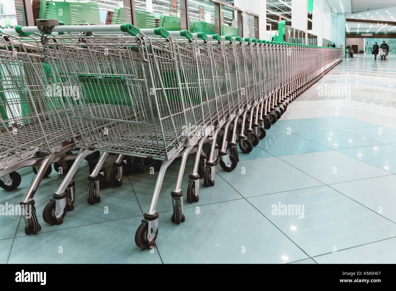 Supermarket Trolley Shopping Consumer Retail Business concept. Inside a ...
