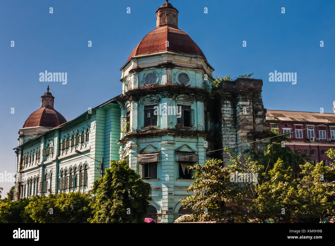 British colonial architecture in the downtown of Yangon, Myanmar Stock ...