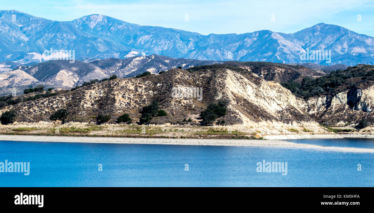 Lake Cachuma near Los Padres National Forest with San Rafael Mountains ...