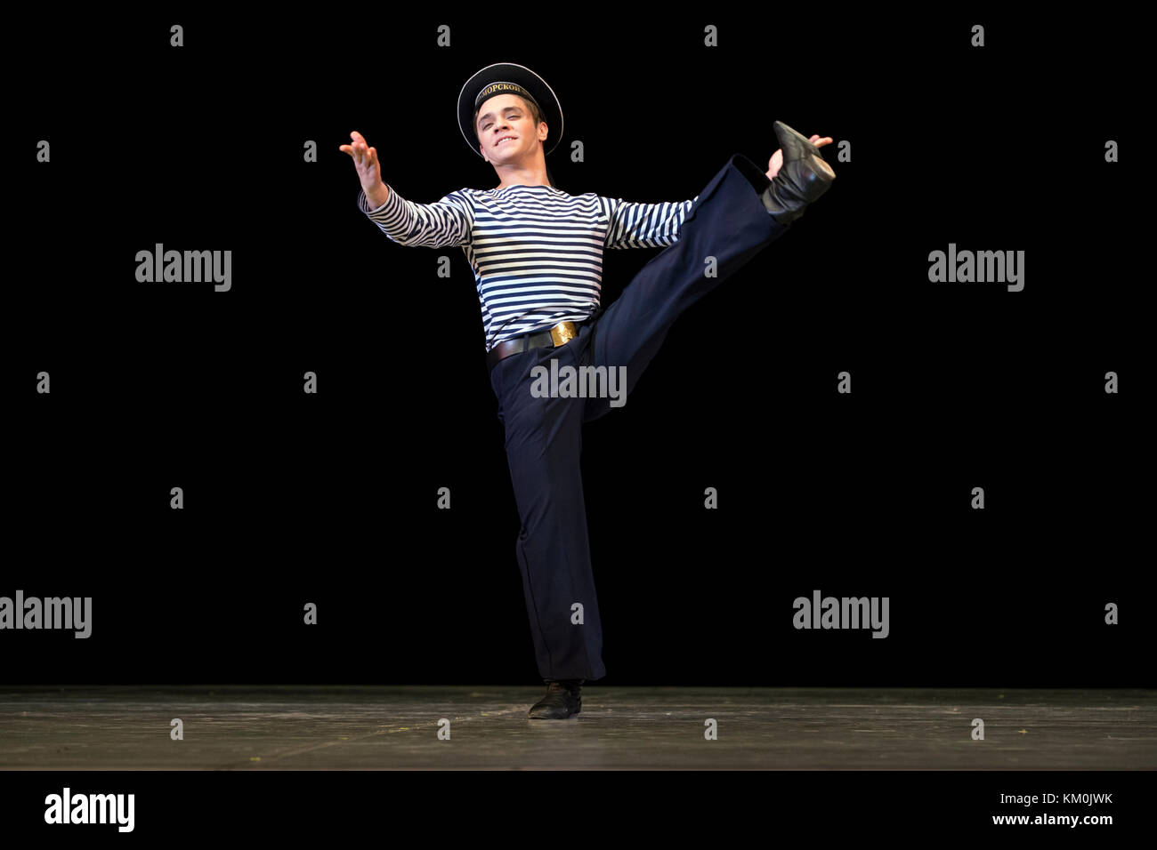 Maxim Borkovsky performs a sailor's dance "Yablochko" at the gala ...