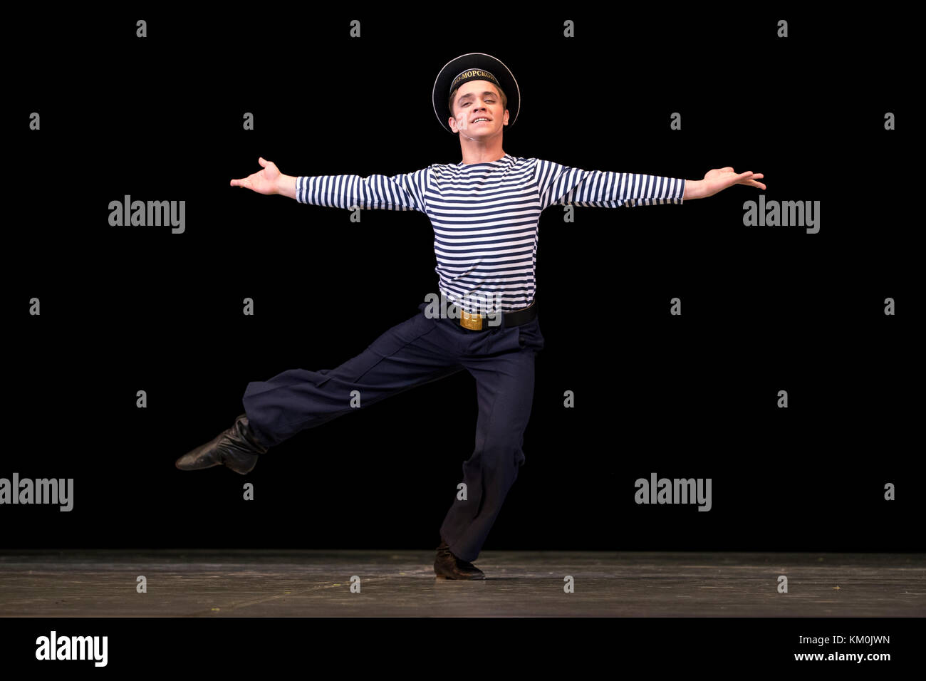 Maxim Borkovsky performs a sailor's dance "Yablochko" at the gala ...