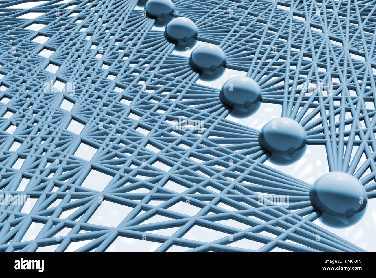 Artificial neural network, hidden layer with links isolated on white ...