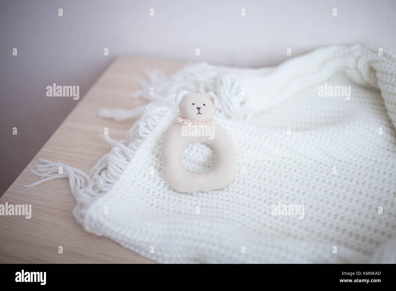 Soft rattle is handmade on white background Stock Photo - Alamy