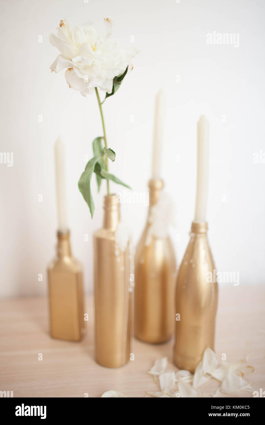 Handmade candlestick from the bottle Stock Photo - Alamy