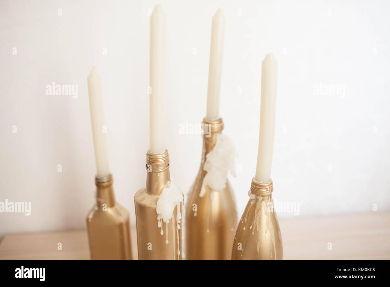 Handmade candlestick from the bottle Stock Photo - Alamy