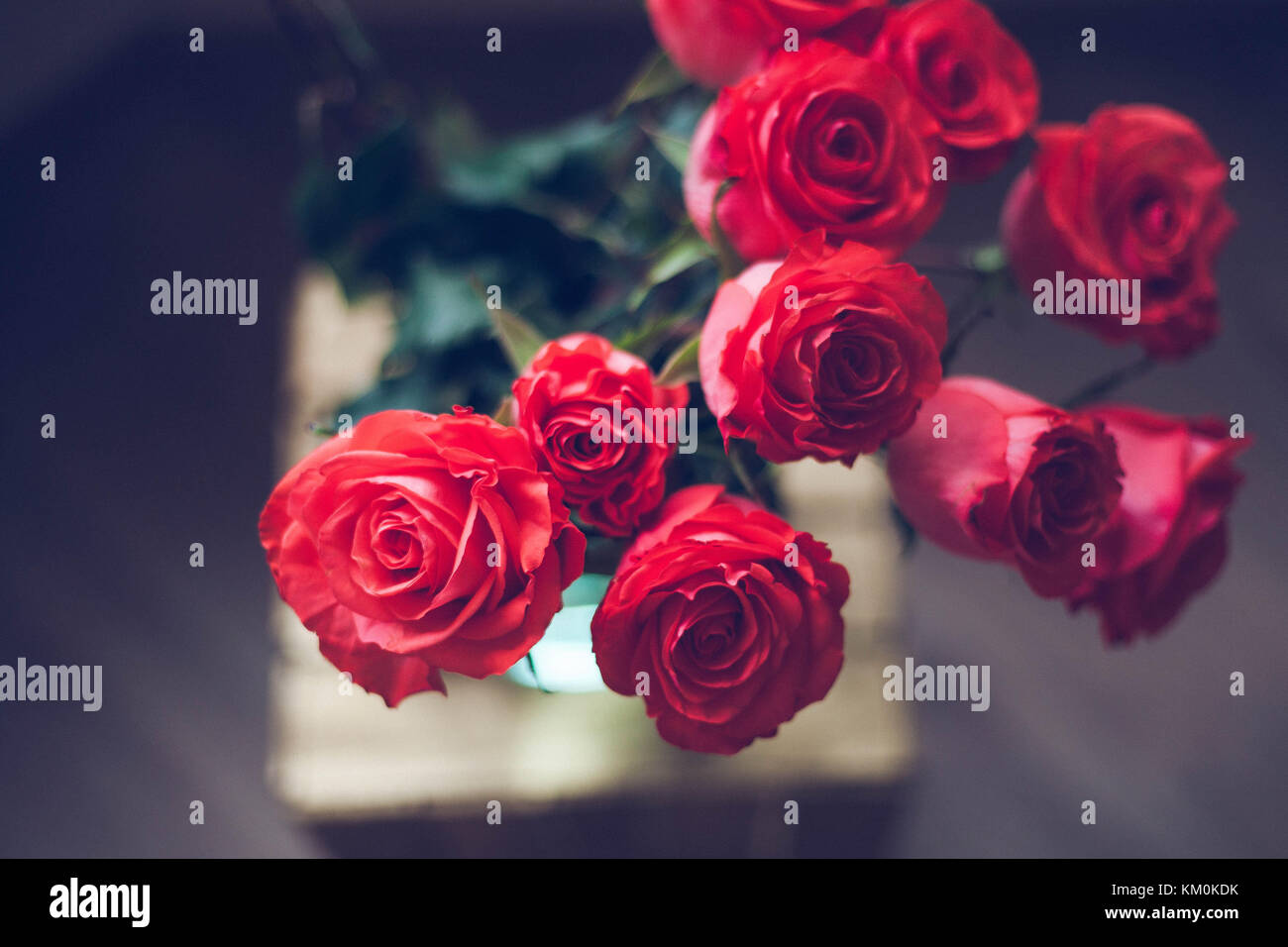 Luxury bouquet made of red roses in flower shop Valentines Bouquet of ...