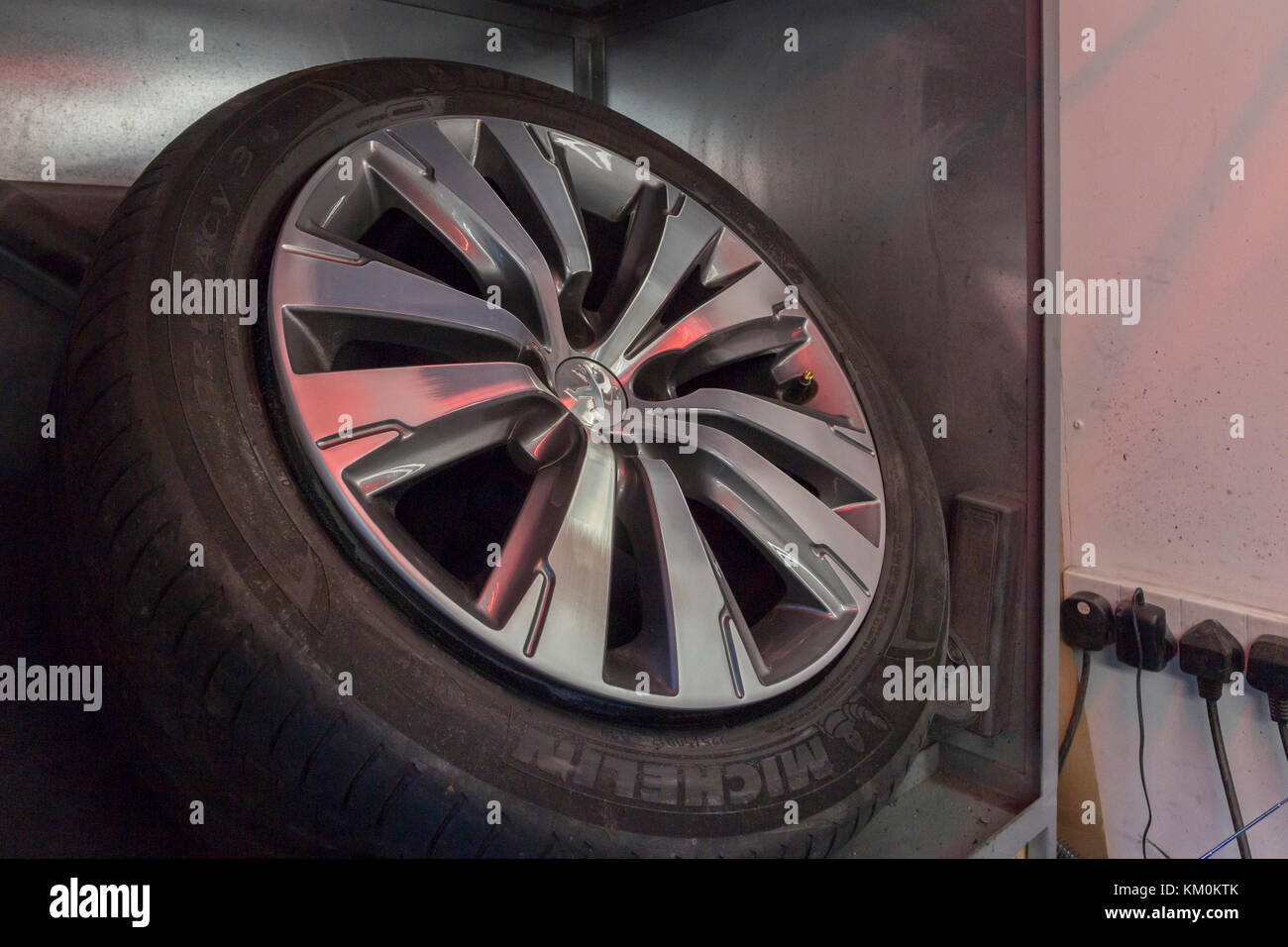 Ally wheels being reburbished in private garage by mobile machanic ...