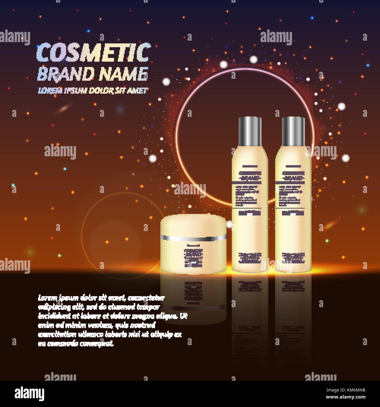3D realistic cosmetic bottle ads template. Cosmetic brand advertising ...