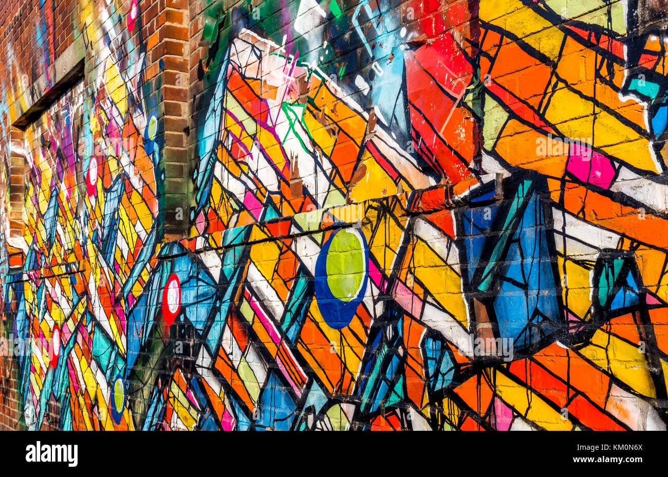 A wall of random colorful graffiti, Liverpool, UK Stock Photo - Alamy