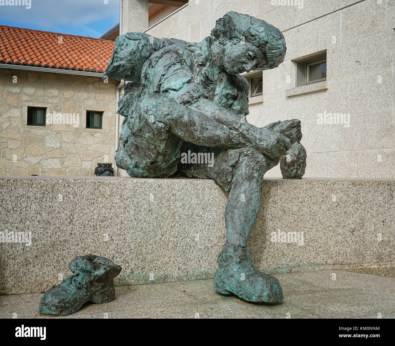 VALGA, SPAIN - SEPTEMBER 10, 2017: Pilgrim memorial in front of the ...
