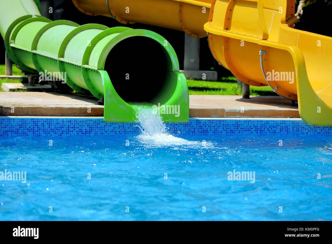 Colorful water slides at the water park Stock Photo - Alamy