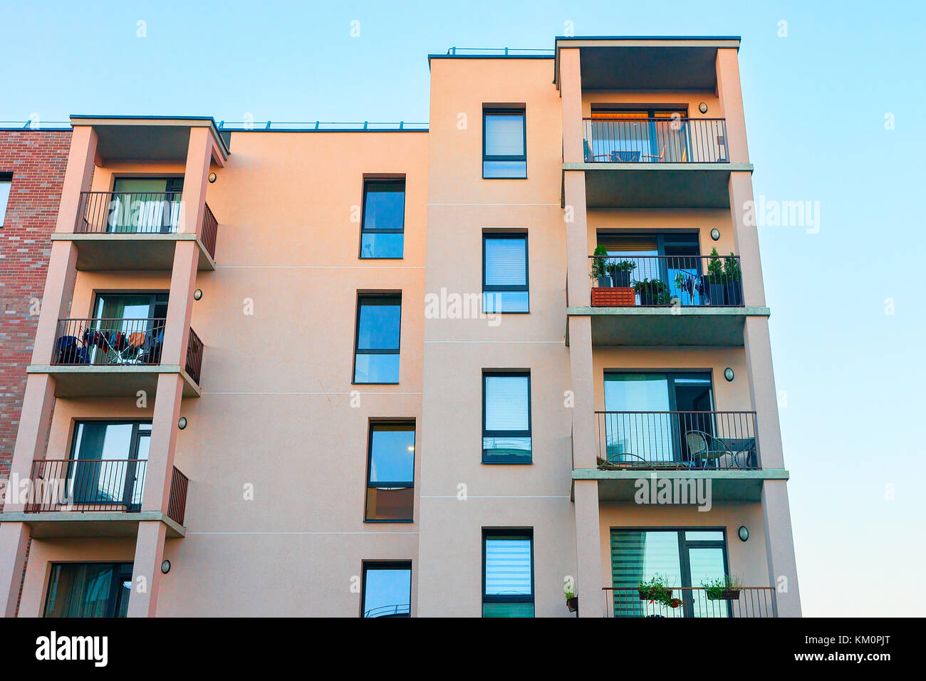 Detail of complex of new apartment building with balconies Stock Photo ...