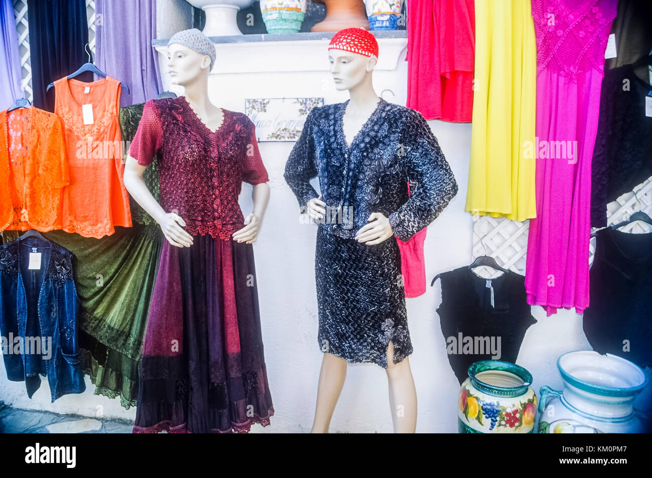 Display outside clothes shop at Lake Garda Italy Stock Photo - Alamy